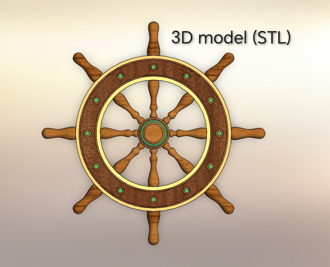 Ship's Rudder 3D Model (STL FILE) -helm - Wheel - for 3D Printing or ...
