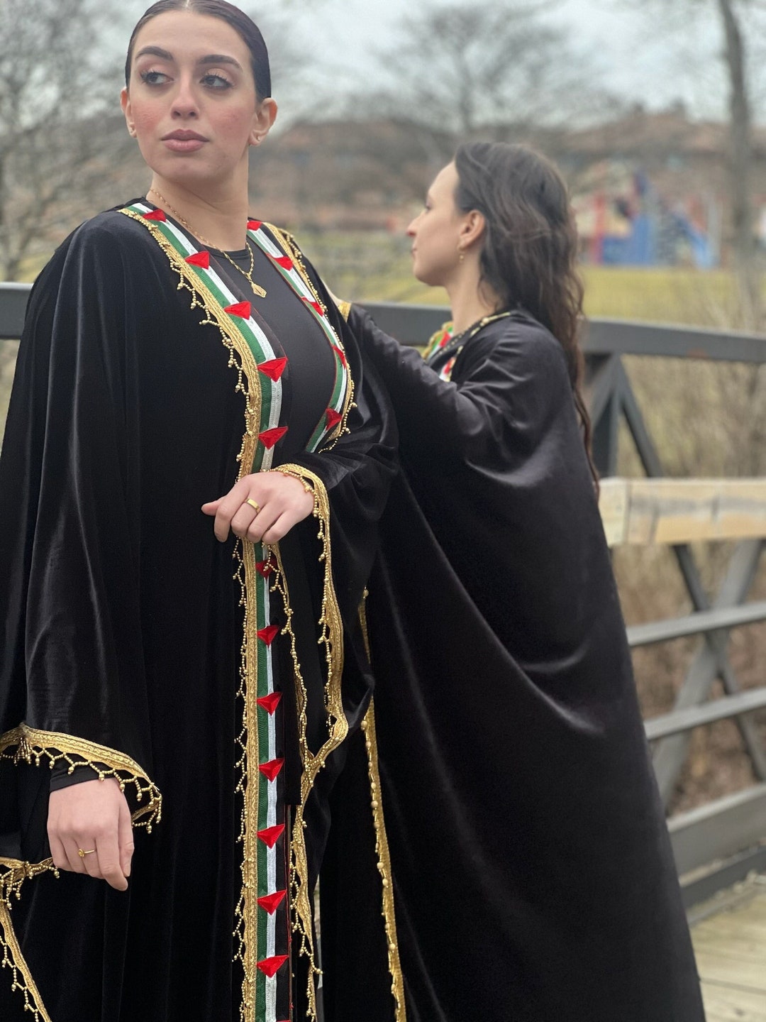 Black Palestinian Cardigan Abaya - Etsy