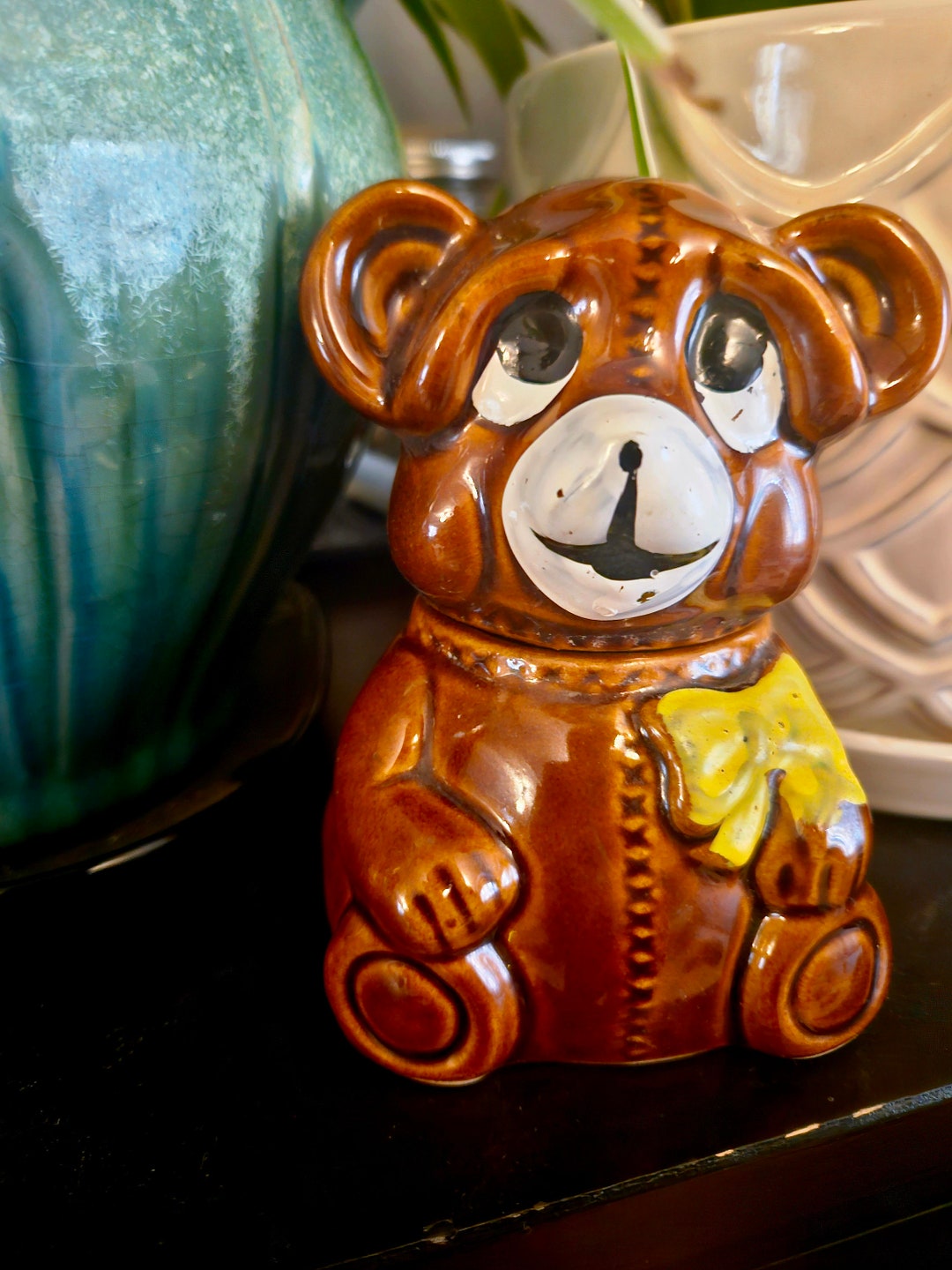 1982 Two Piece Ceramic Bear Honey Pot - Etsy
