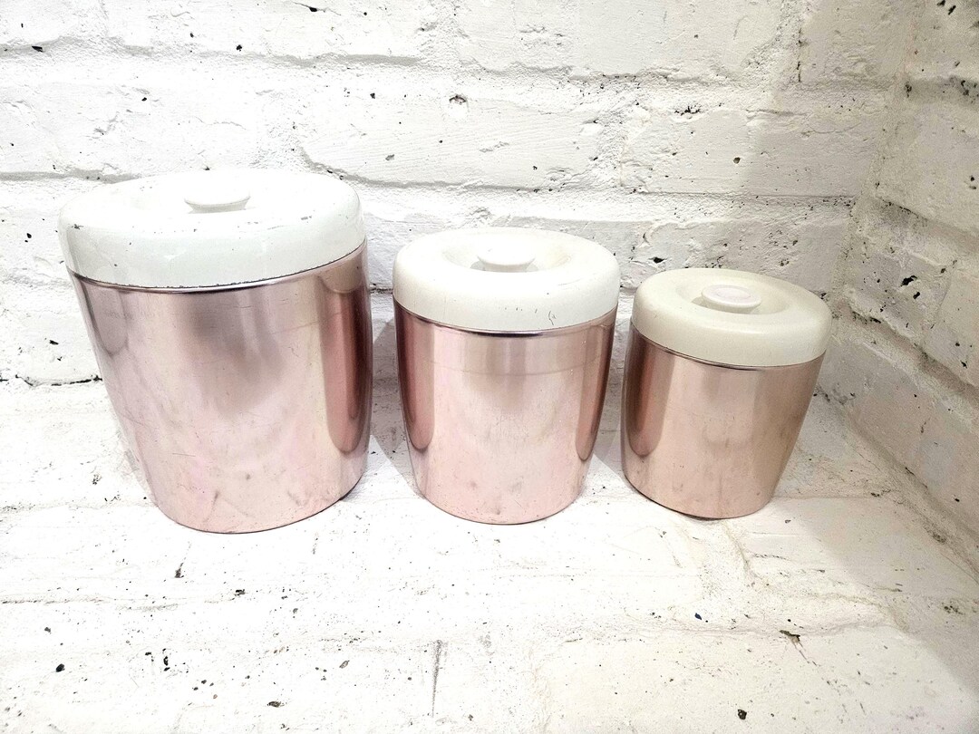 Westbend MCM Set of 3 Aluminum Containers in White and Pink. - Etsy