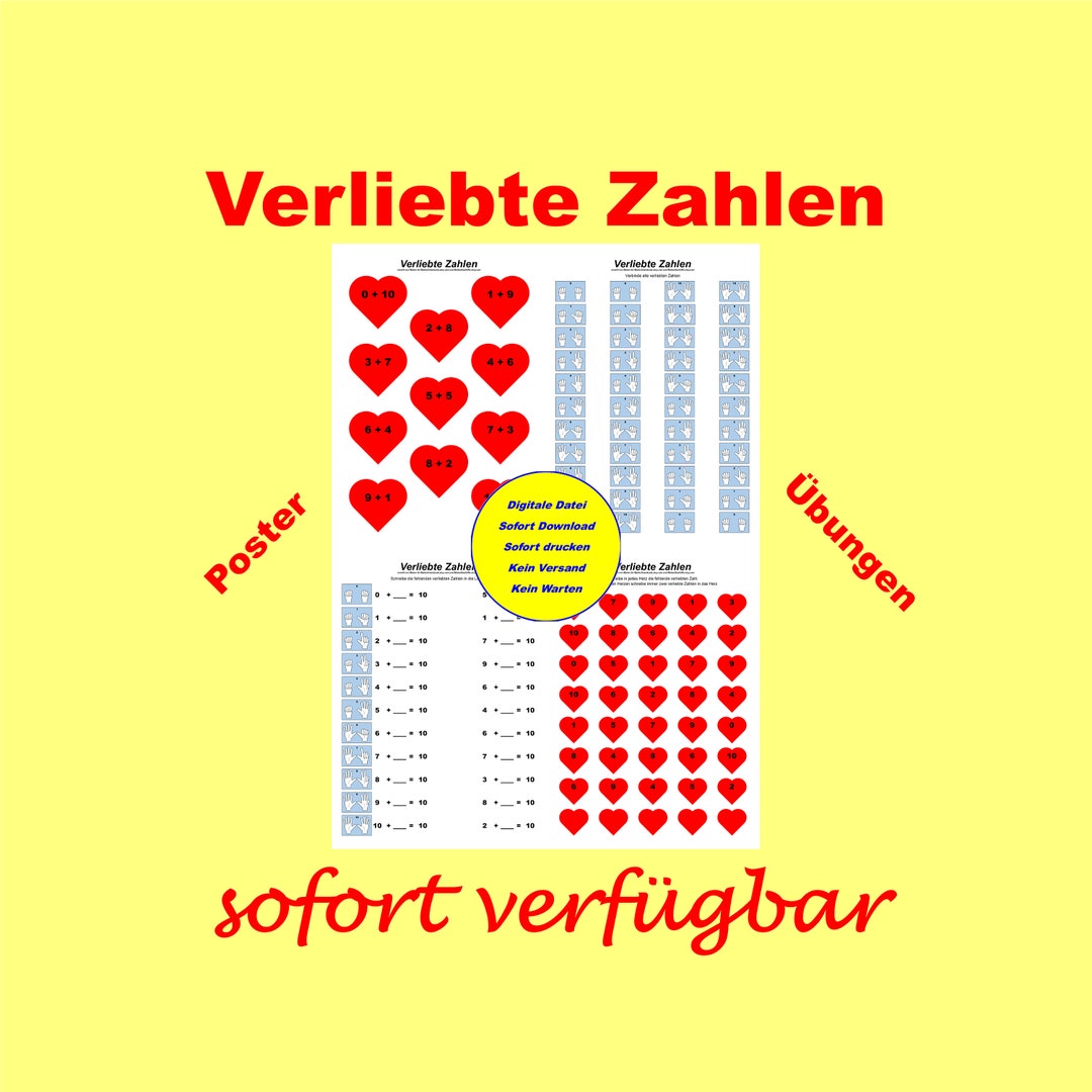 Numbers in Love Number Space up to 10 Addition 1st Grade Mathematics ...