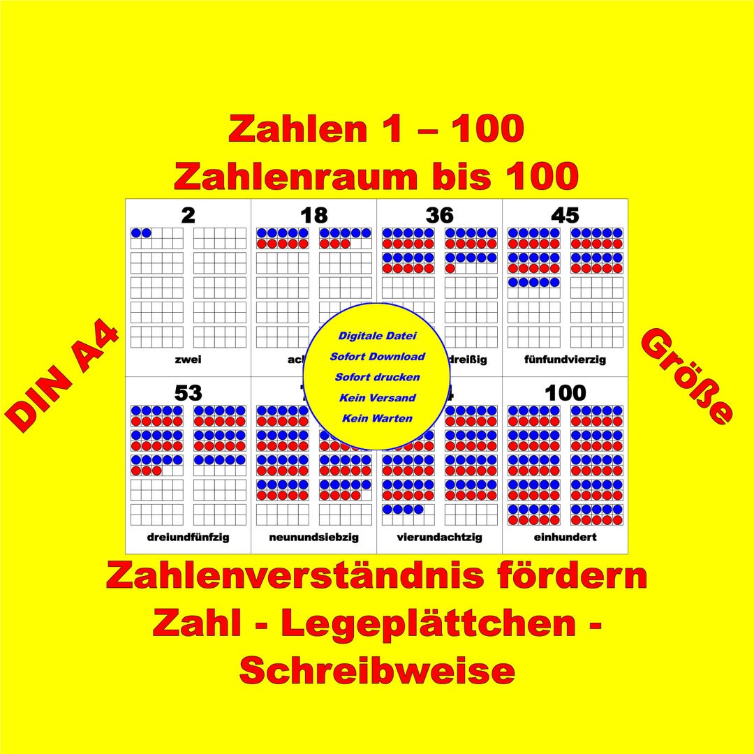 Number Cards 1-100 – Playful Number Learning With Tiles Visualization ...