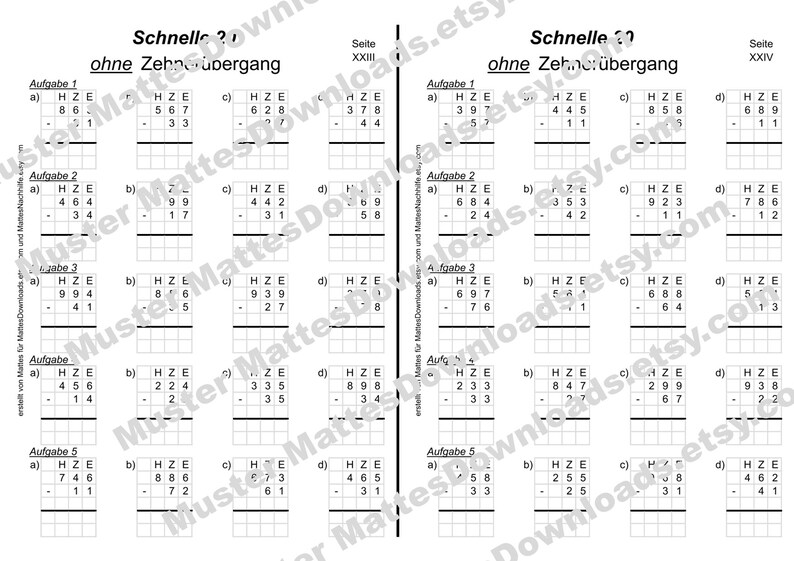 Written Subtraction Number Range up to 1000 Without Transition, 1000 ...