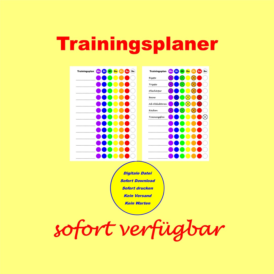 Training Planner Portrait Format Workout Plan Muscle Building With ...
