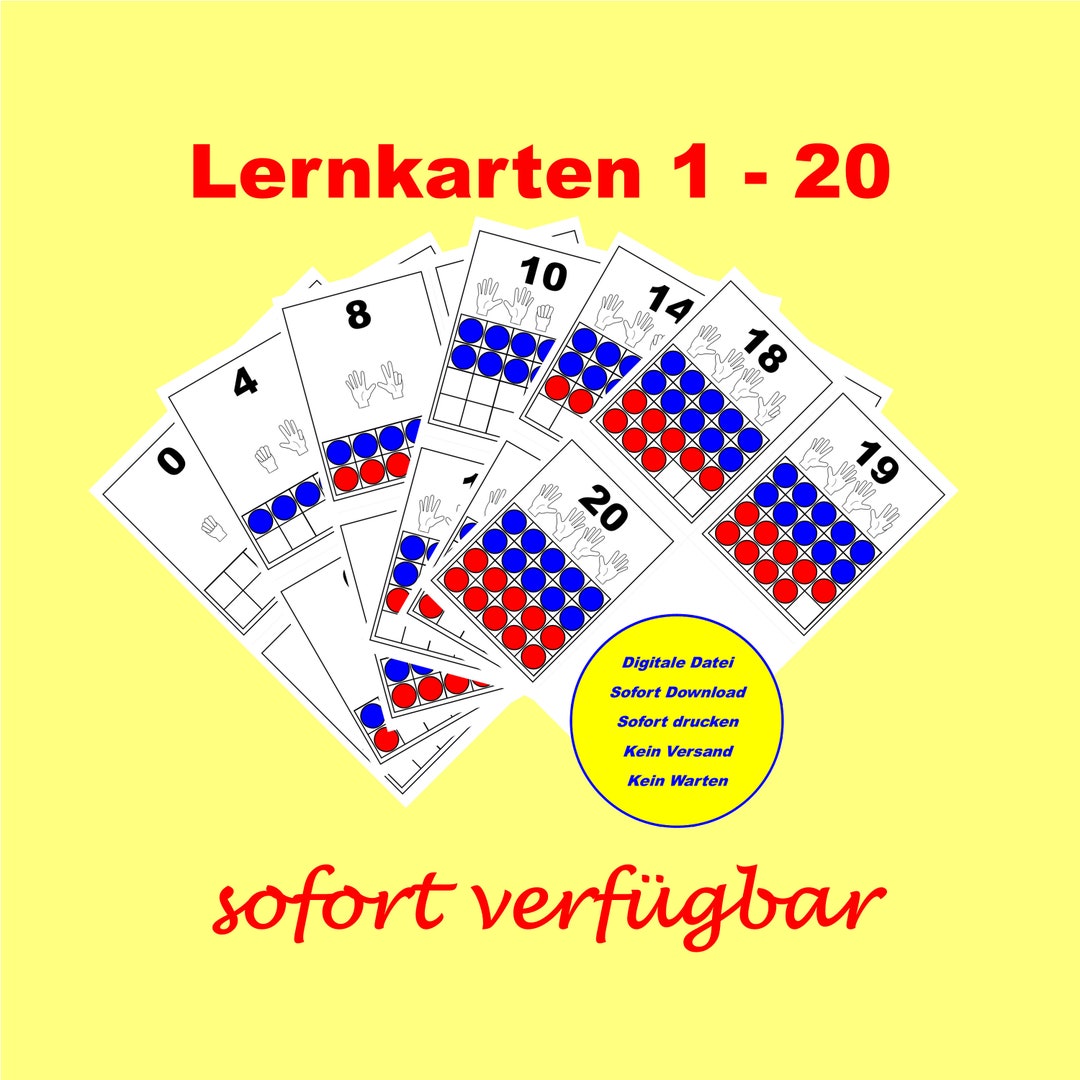 Flashcards Numbers 1-20 Tens Twenty Frames Counting Visualizing ...