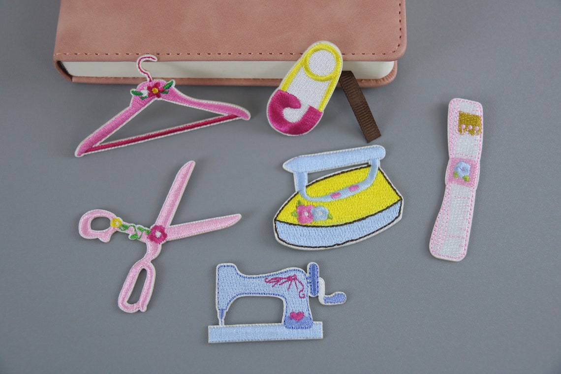 Set of 6 Sewing Craft Patch, Sewing Work Patch, Scissor, Hanger, Iron ...