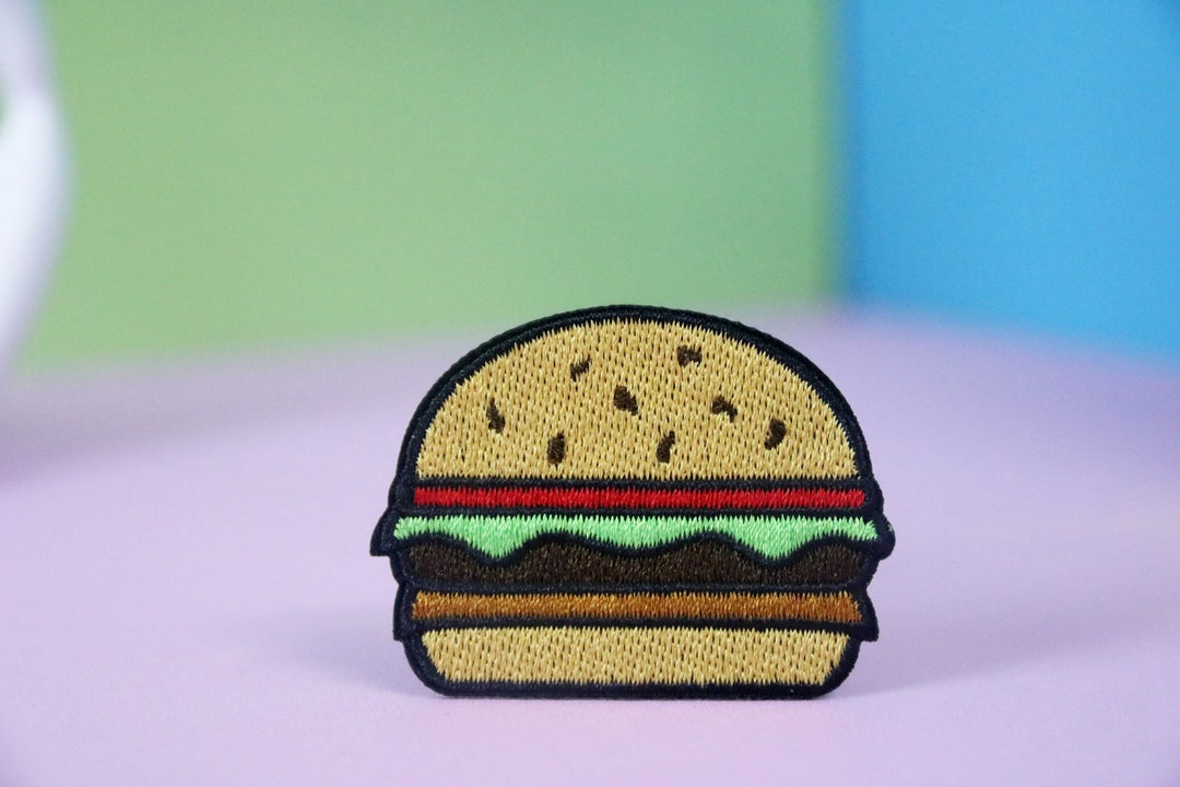 Delicious Cheese Burger Patch, Iron on Patch, Embroidered Patch ...
