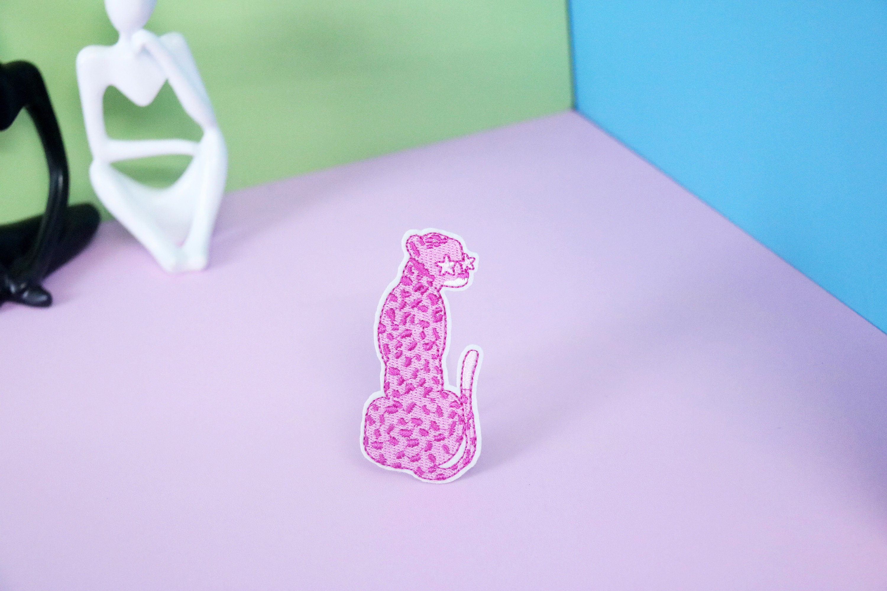 Pink Panther Patch, Pink Leopard Patch, Iron on Patch, Embroidered ...