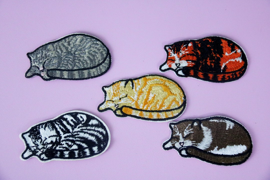 Sleeping Cats Patch, Tabby Cats, Kitty, Iron on Patch, Embroidered ...