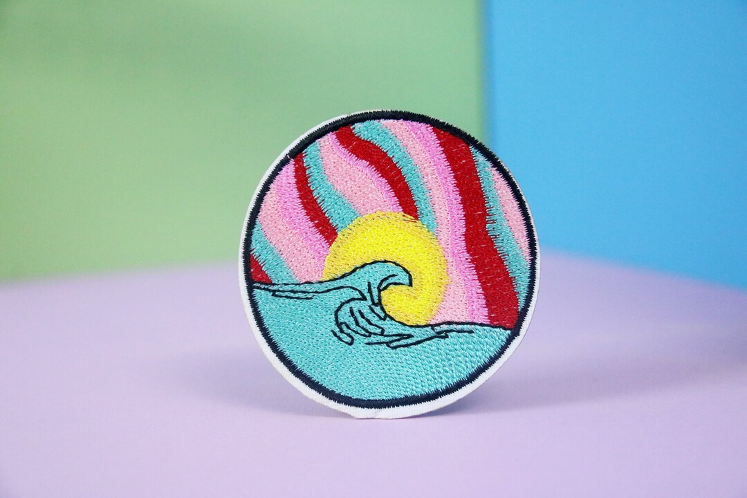 Sun and Sea Wave Patch, Summer Patch, Iron on Patch, Embroidered Patch ...