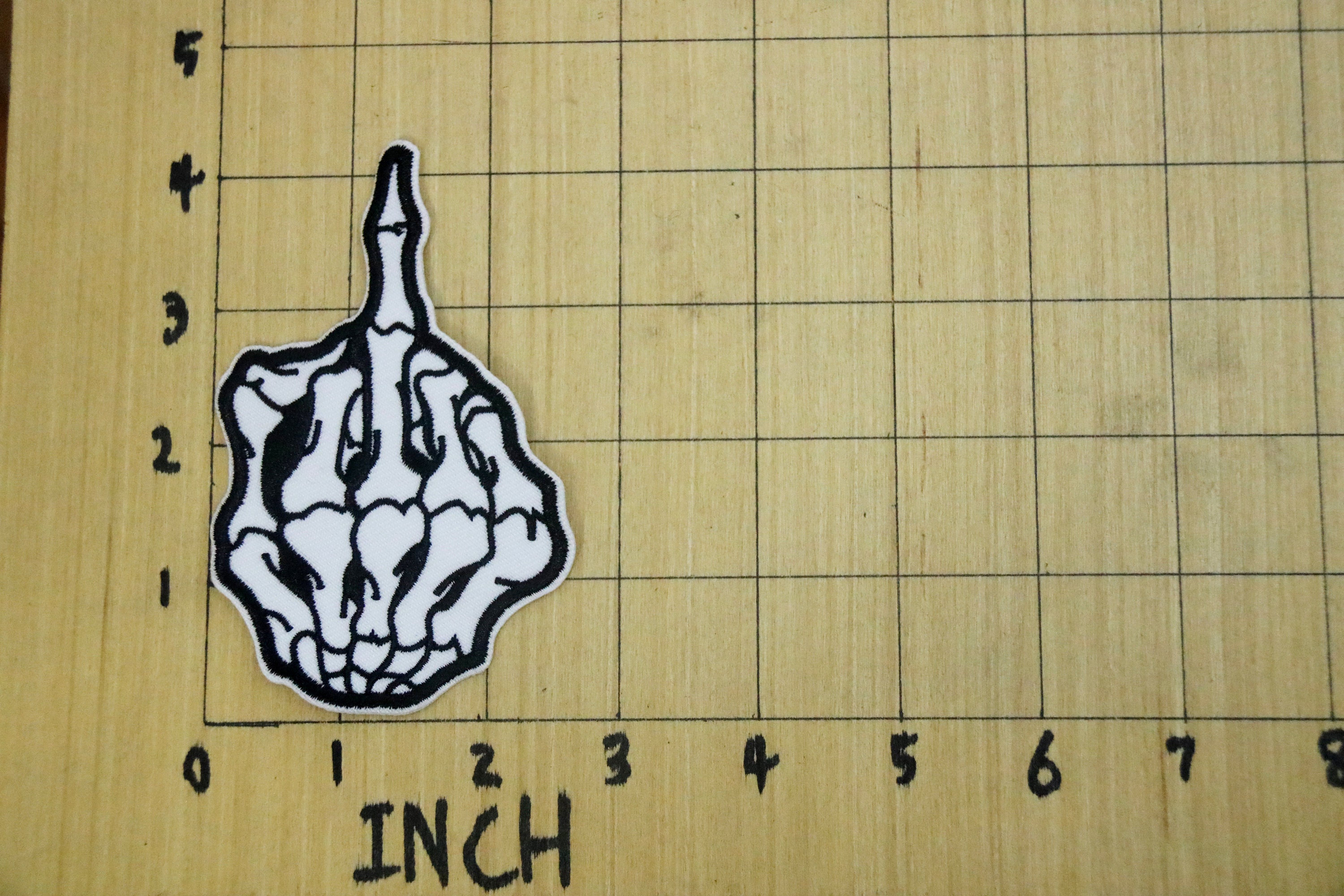 Skeleton Middle Finger Iron on Patch, Embroidered Patch, Applique ...