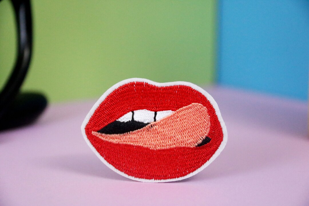 Red Lip Patch, Iron on Patch, Embroidered Patch, Applique, Patch for Jacket, Patch for Backpack ...