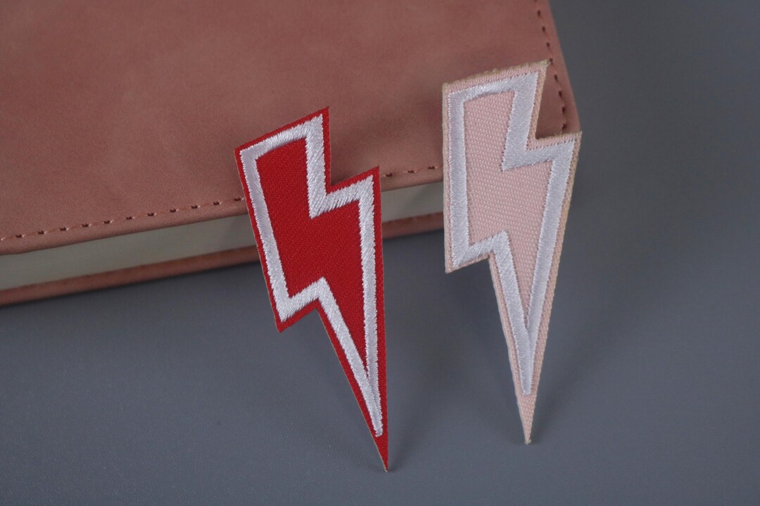 Red Lightning Patch, Pink Lightning Patch, Iron on Patch, Embroidered ...
