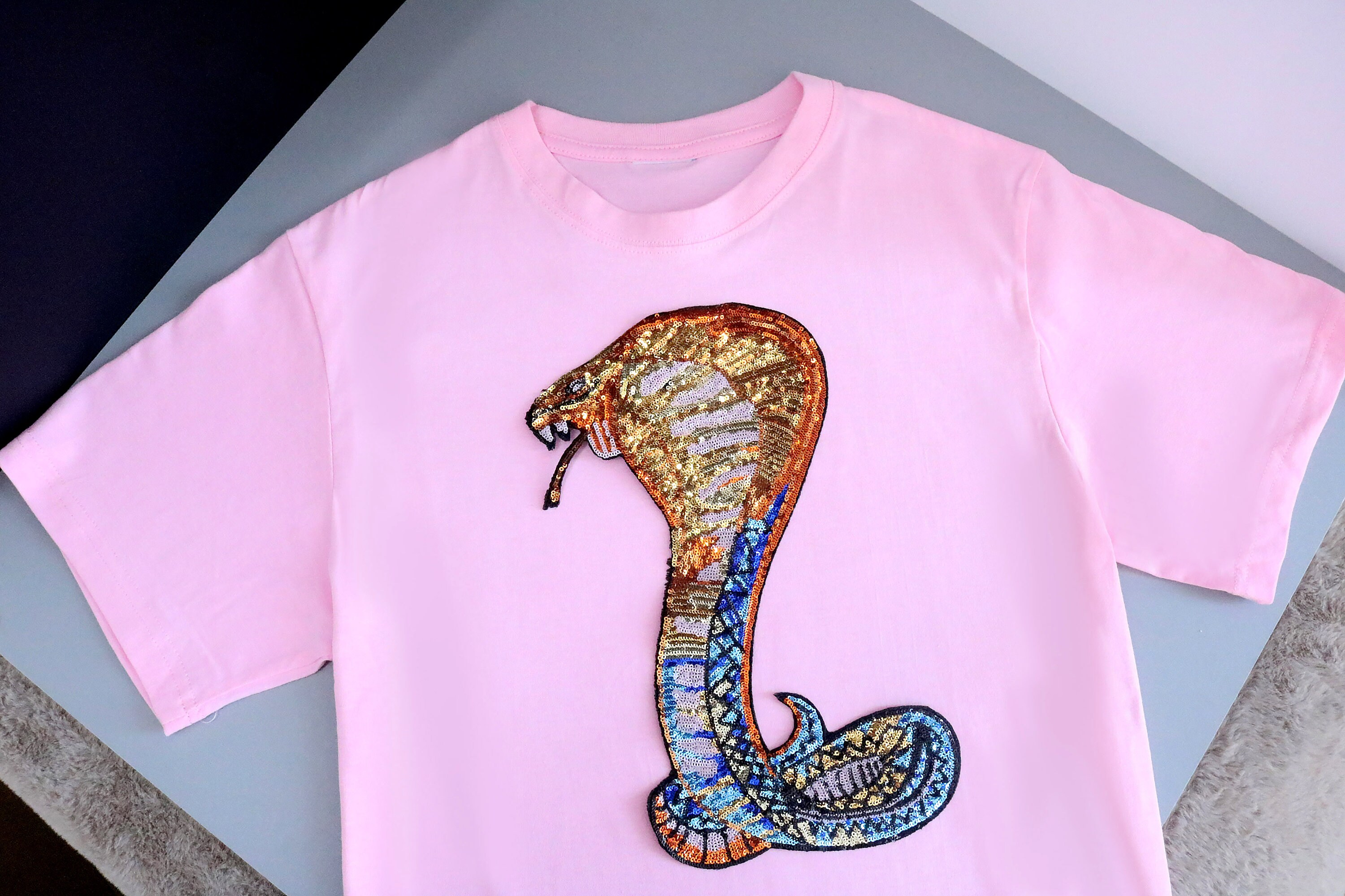 Large Sequined Cobra Snake Patch, Iron on Patch, Embroidered Patch ...