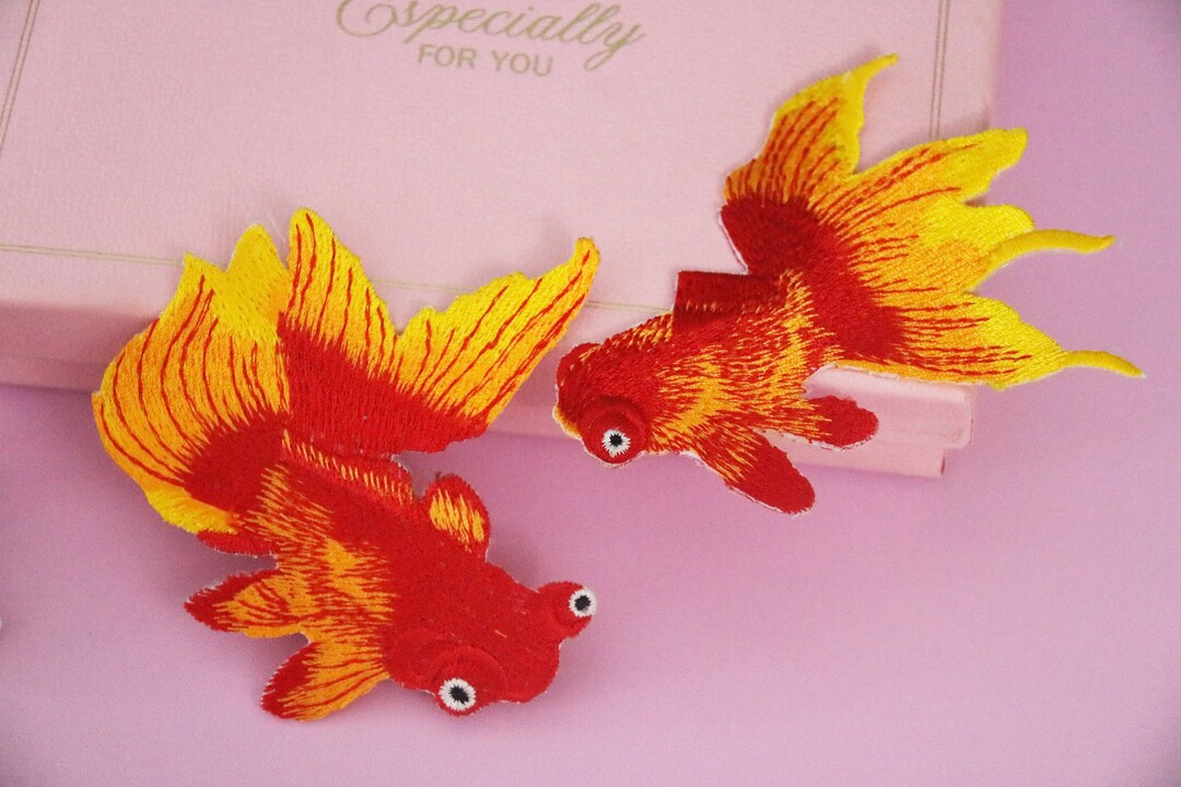 A Pair of Goldfish Patch, Iron on Patch, Embroidered Patch, Applique ...