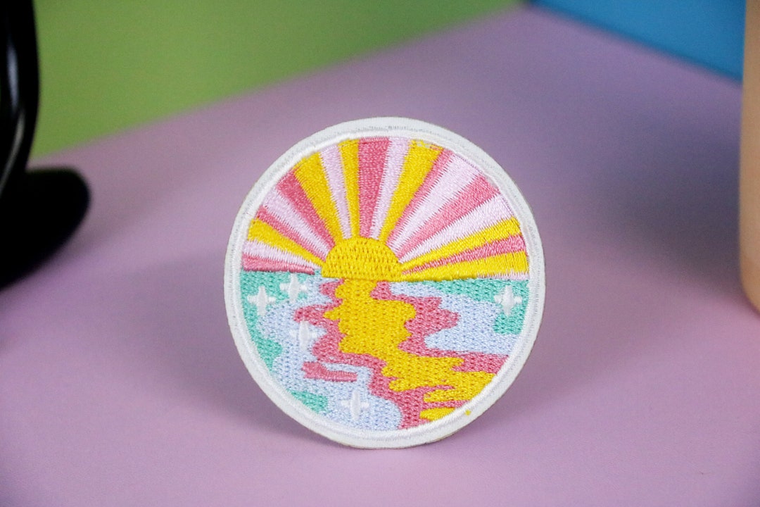 Ocean Sunrise Patch, Iron on Patch, Embroidered Patch, Applique, Patch ...