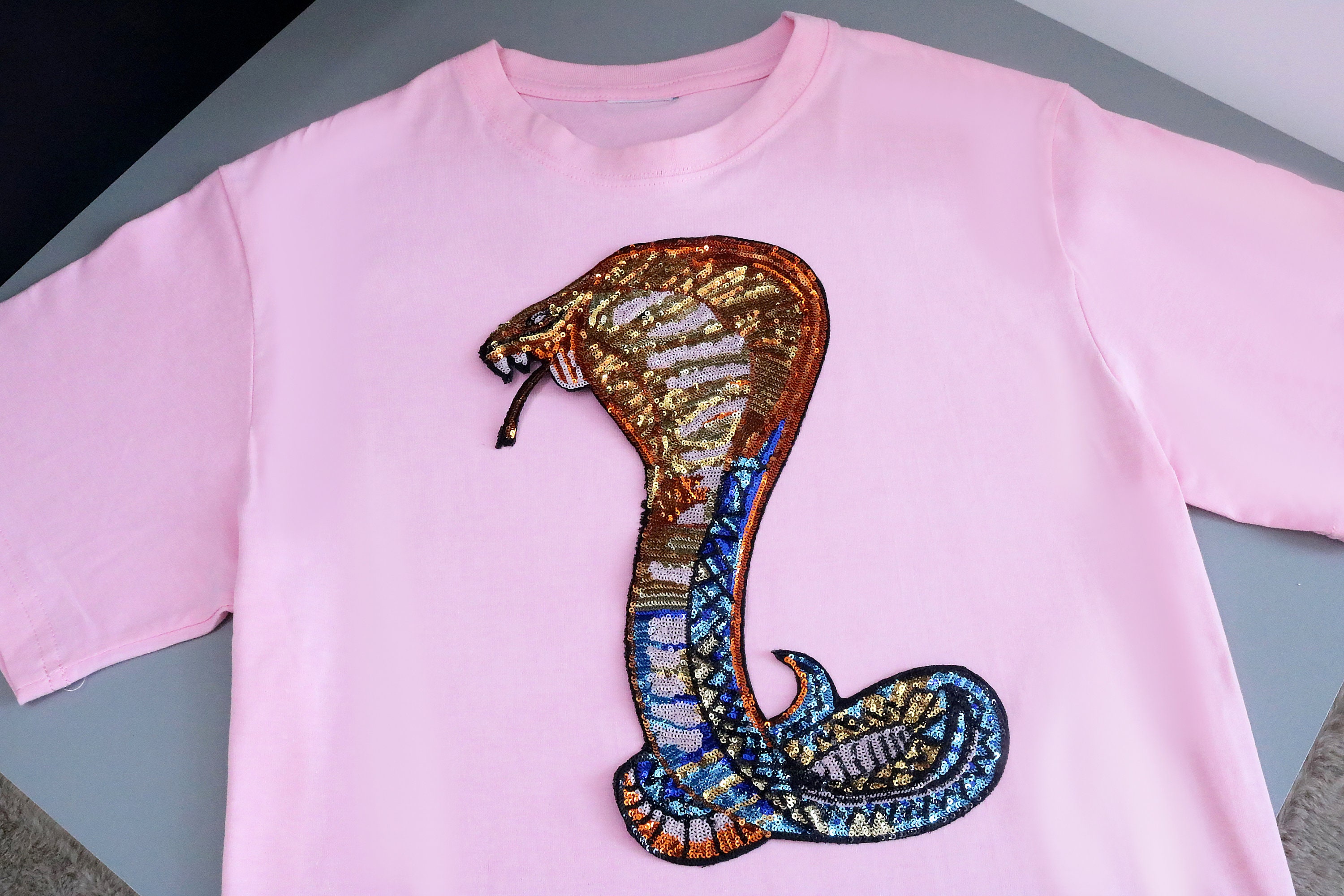 Large Sequined Cobra Snake Patch, Iron on Patch, Embroidered Patch ...