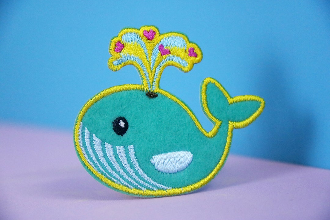Blue Whale Breathing Patch, Iron on Patch, Embroidered Patch, Applique ...