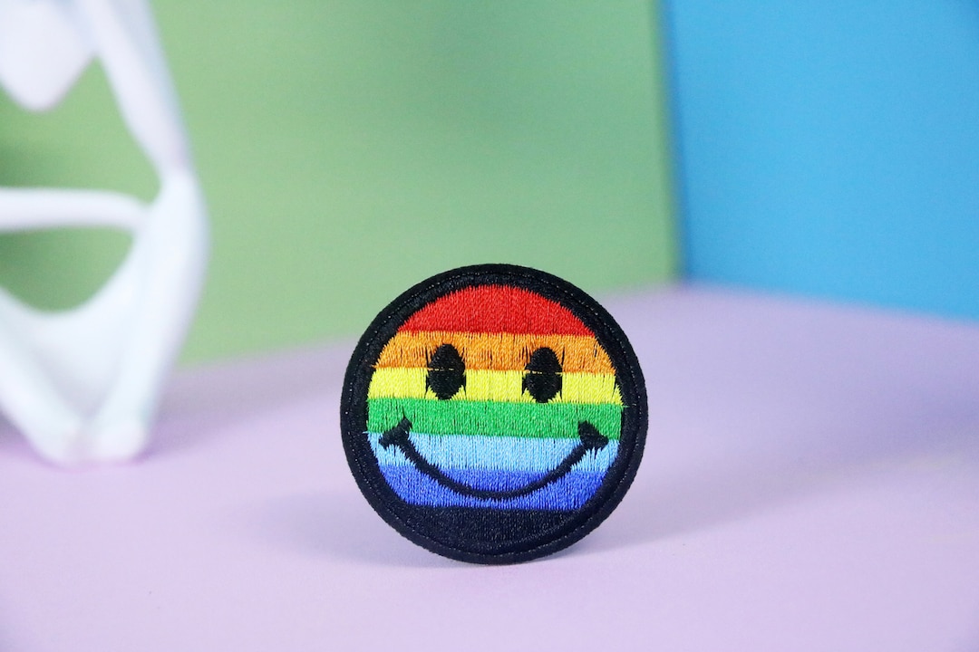 Rainbow Emoji Patch, Iron on Patch, Embroidered Patch, Applique, Patch ...