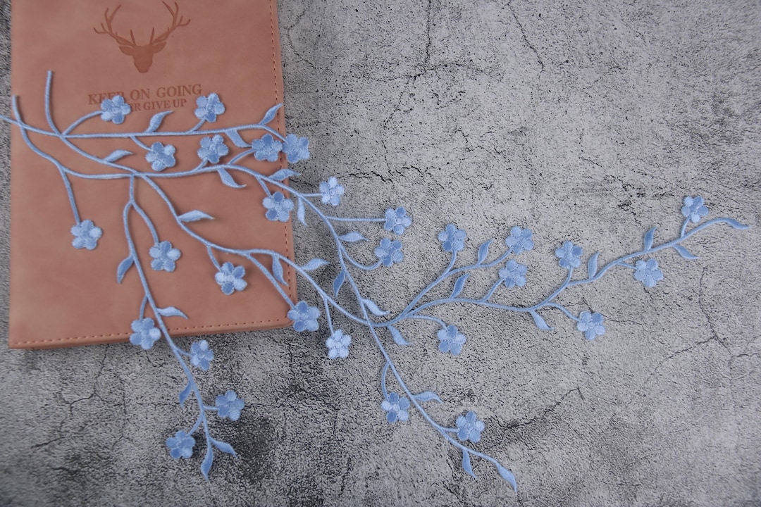 Gorgeous Blue Plum Blossom Patch, Large Flower Patch, Iron on Patch ...