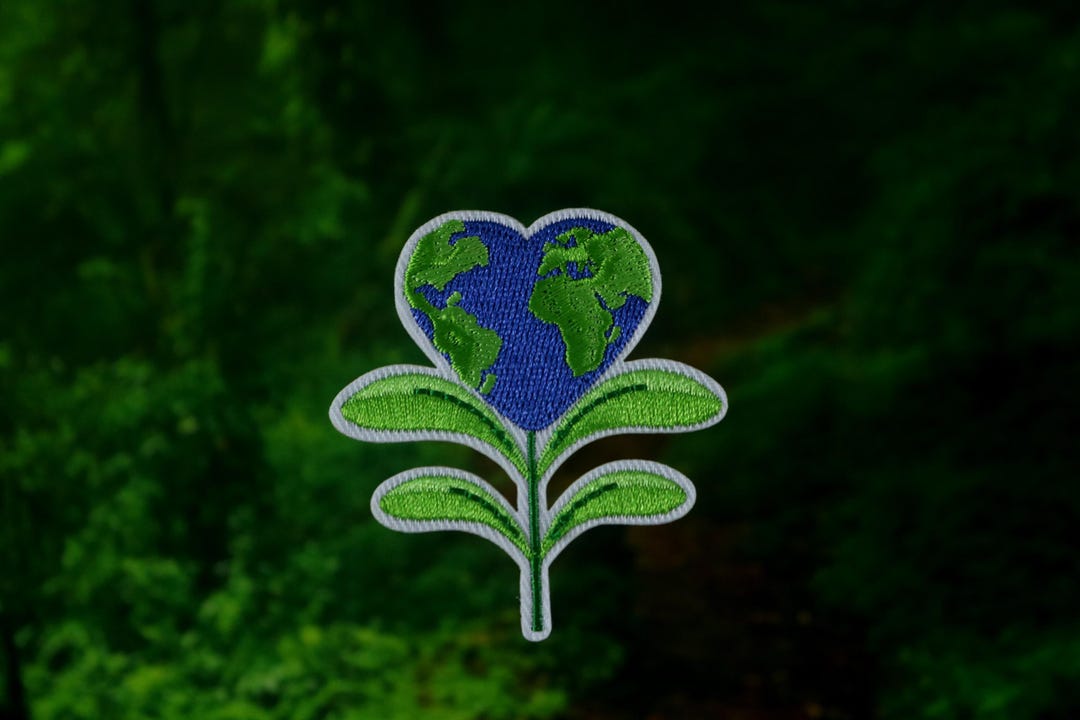 The Earth Shape Grass Patch, Earth Patch, Iron on Patch, Embroidered ...