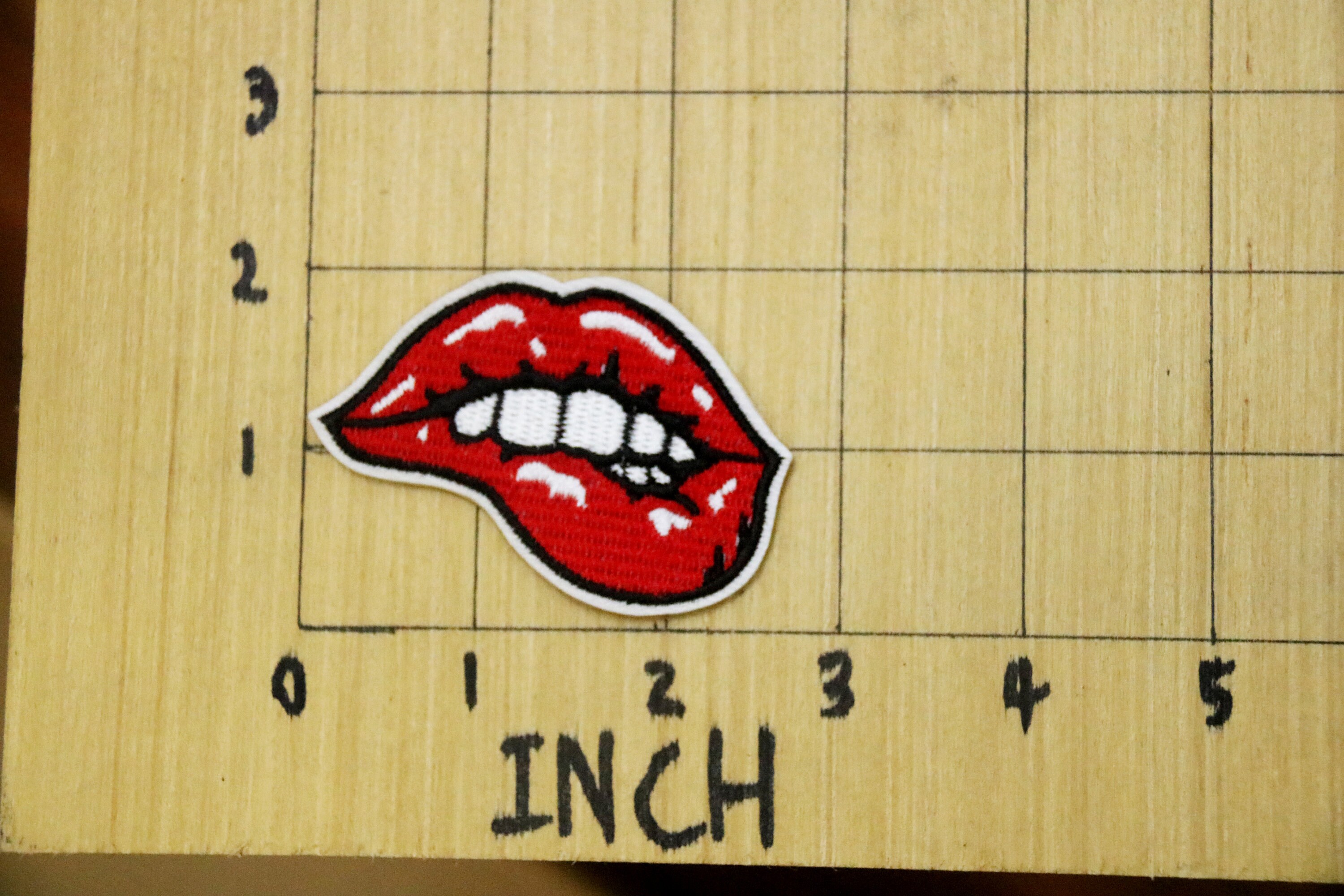 Red Lip Patch, Bit Lip Patch, Iron on Patch, Embroidered Patch ...