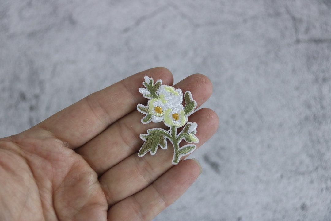 White Rose Patch, Flower Patch, Tiny, Iron on Patch, Embroidered Patch ...