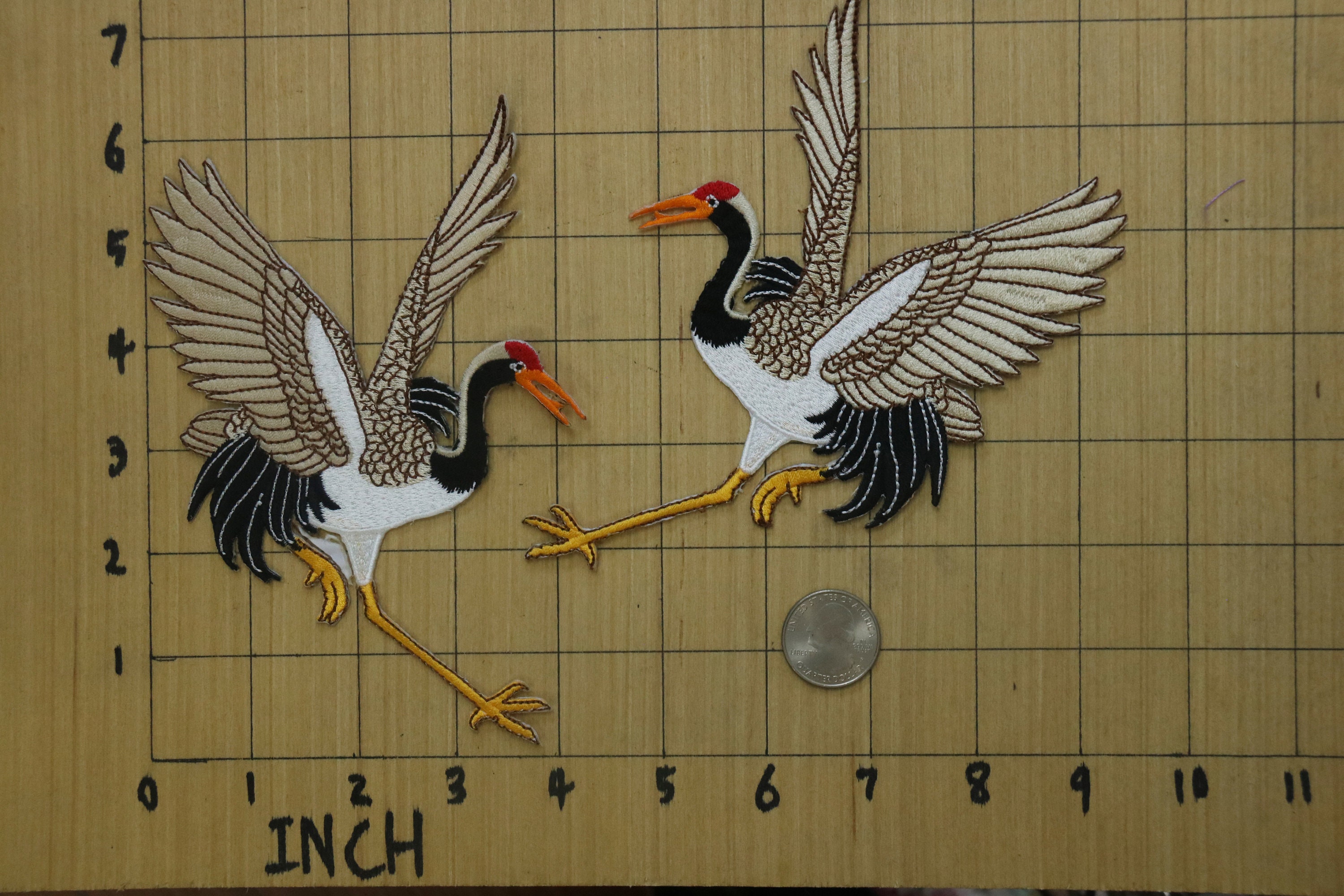 A Pair of Large Japanese Cranes Patch, Bird Patch, Iron on Patch ...