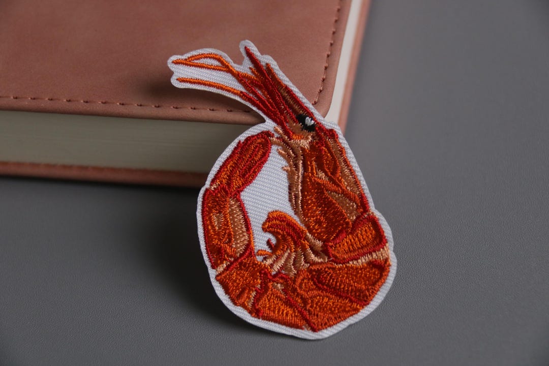 Shrimp Patch, Food Patch, Iron on Patch, Embroidered Patch, Applique ...