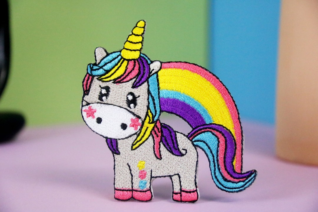 Rainbow Unicorn Patch, Iron on Patch, Embroidered Patch, Applique, Patch for Jacket, Patch for ...