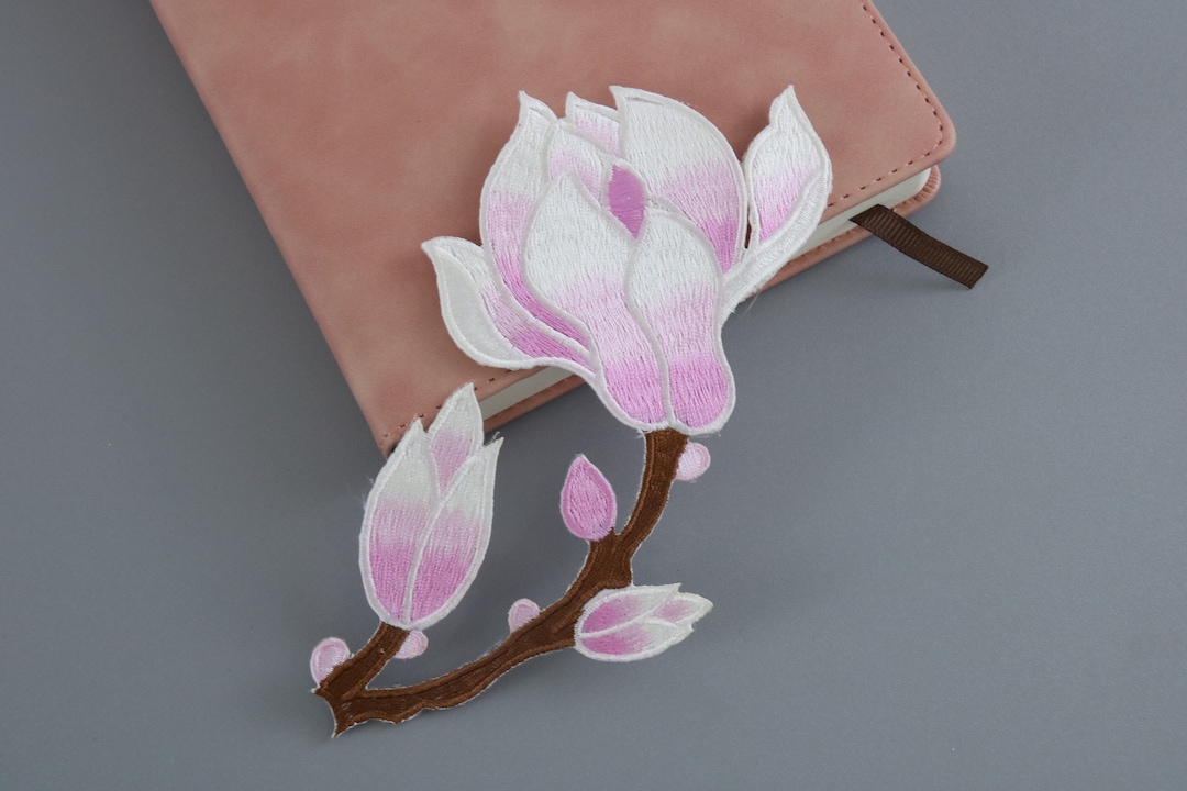 Magnolia Liliiflora Flower Patch, Pink Flower, Iron on Patch ...