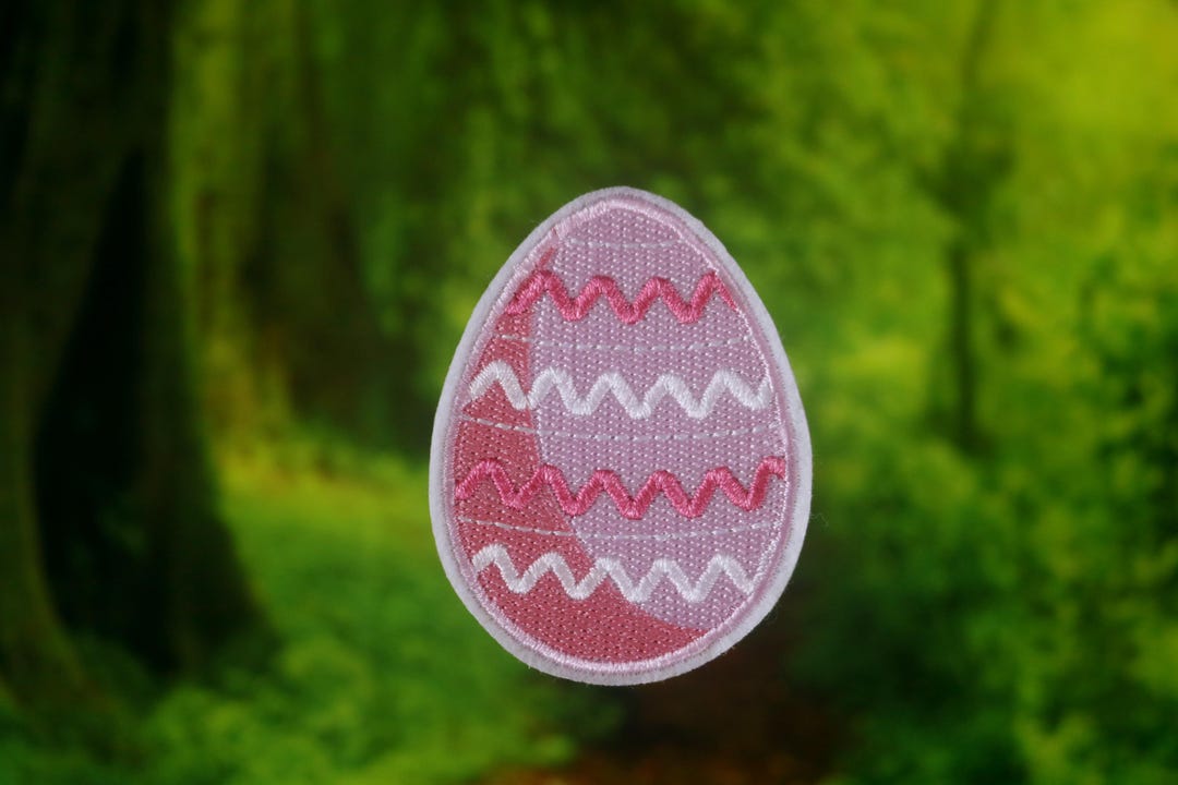 Pink Egg Patch, Easter Patch, Iron on Patch, Embroidered Patch ...