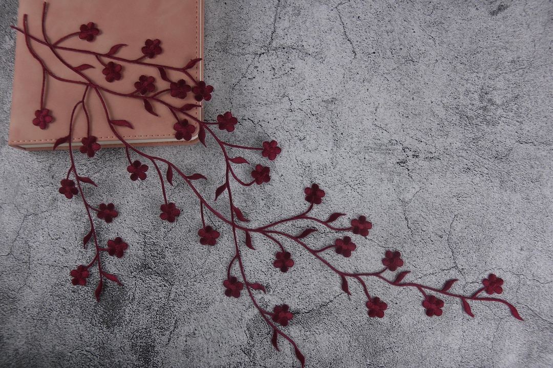 Gorgeous Wine Red Plum Blossom Patch, Large Flower Patch, Iron on Patch ...
