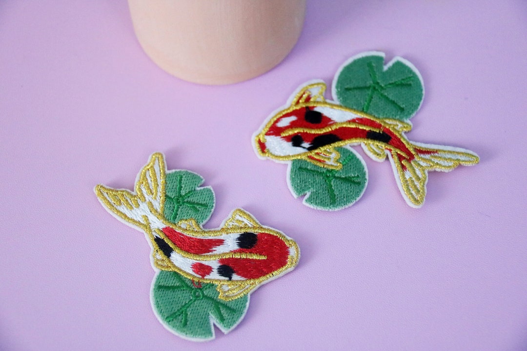 A Pair of Koi Fish Patch, Iron on Patch, Embroidered Patch, Applique, Patch for Jacket, Patch ...