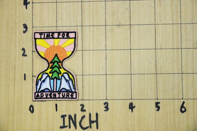 Hourglass Patch, Time for Adventure, Iron on Patch, Embroidered Patch ...