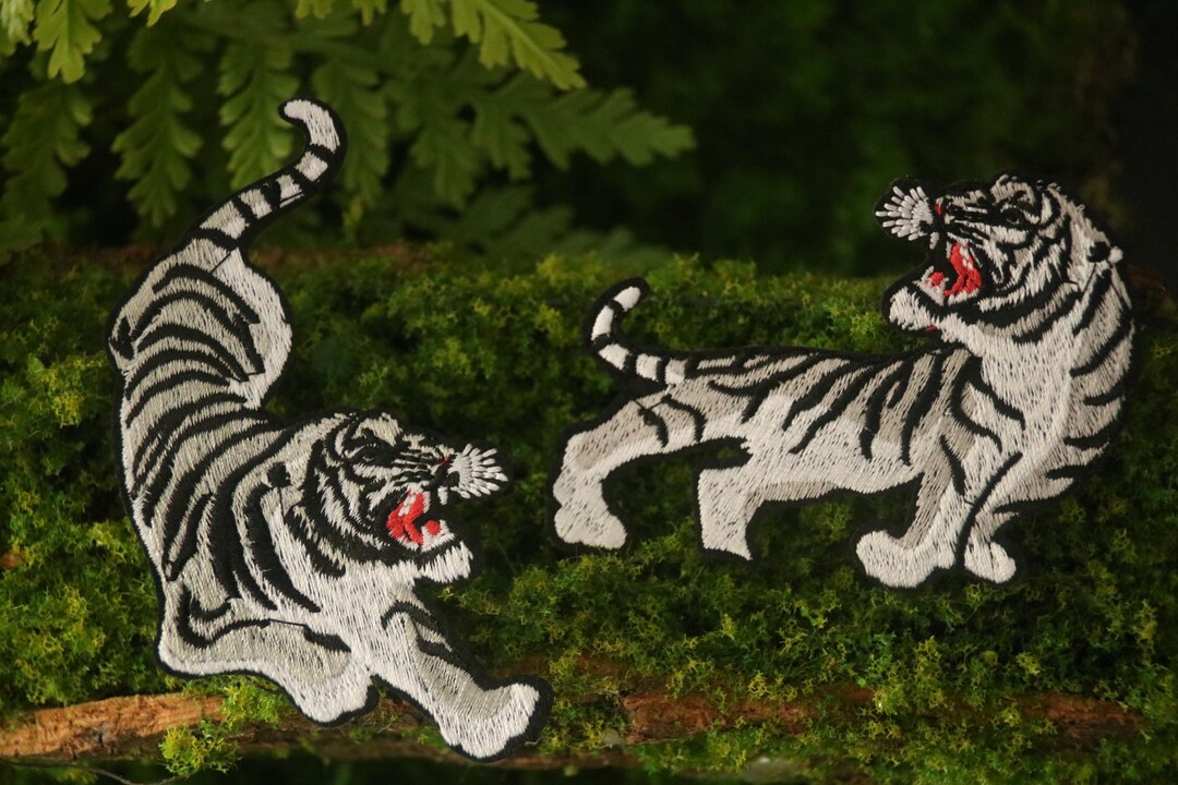 White Tiger Patch, Tiger Patch, Iron on Patch, Embroidered Patch, Applique, Patch for Jacket ...