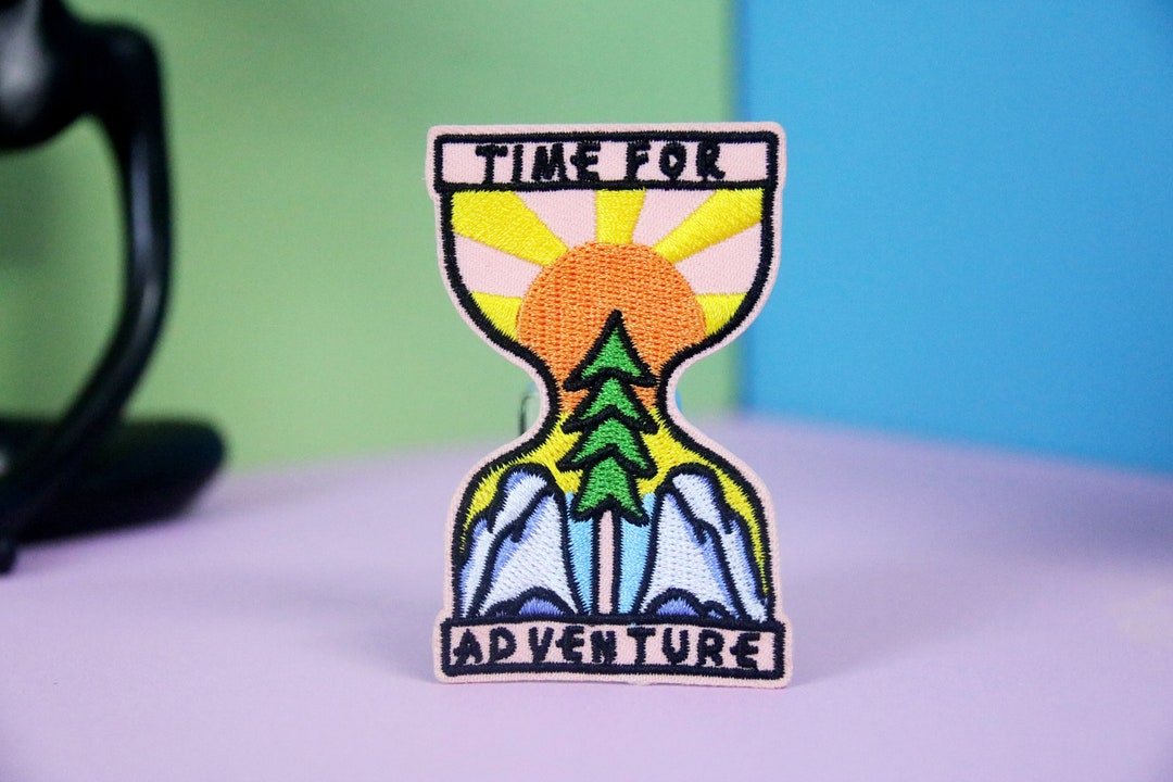 Hourglass Patch, Time for Adventure, Iron on Patch, Embroidered Patch ...