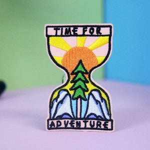 Hourglass Patch, Time for Adventure, Iron on Patch, Embroidered Patch ...