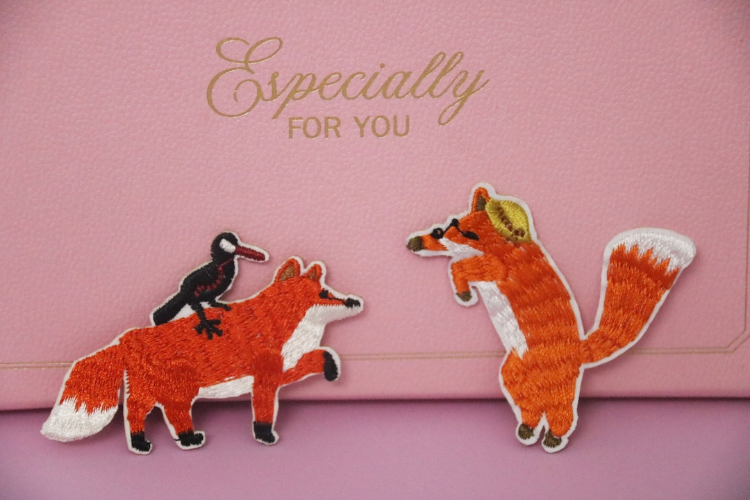 Fox Patch, Crow Patch, Jumping Fox Patch, Iron on Patch, Embroidered ...