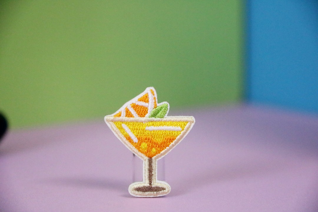 Tiny Orange Juice Patch, Martini Patch, Iron on Patch, Embroidered ...
