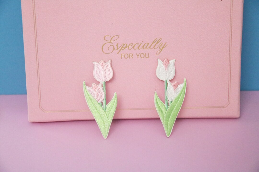 A Pair of Tulips Patch, Flower Patch, Iron on Patch, Embroidered Patch ...