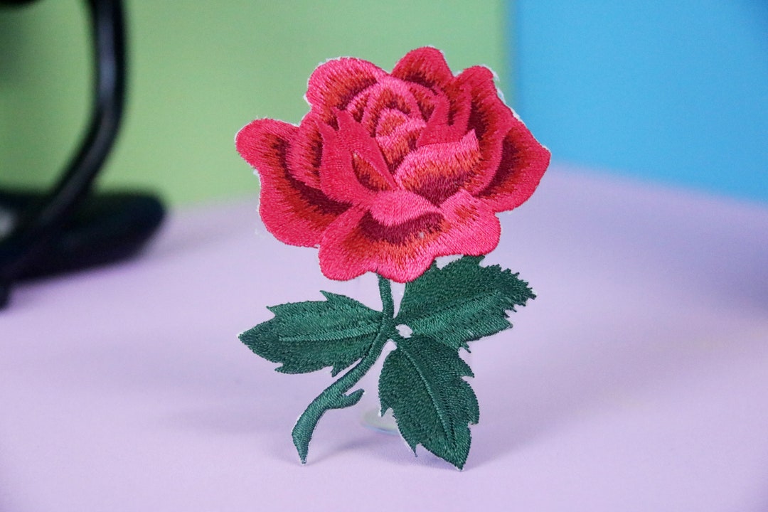 Red Rose Patch, Flower Patch, Iron on Patch, Embroidered Patch ...