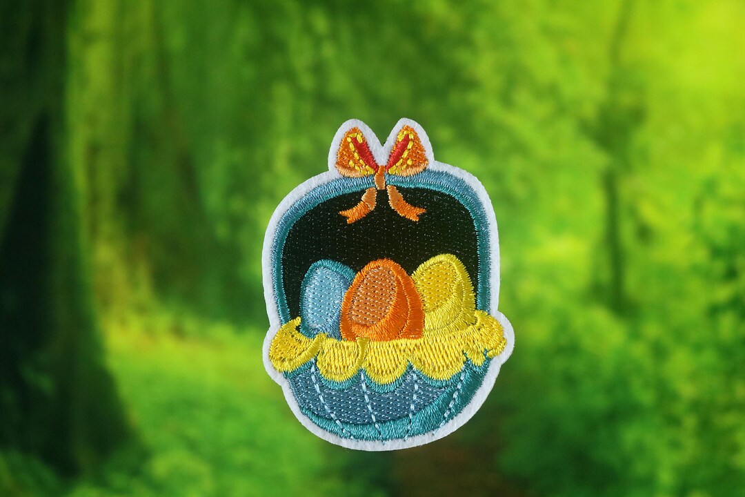 A Basket of Eggs Patch, Easter Patch, Iron on Patch, Embroidered Patch ...
