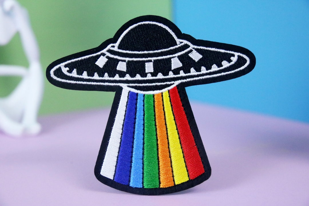 Rainbow UFO Patch, Alien, Iron on Patch, Embroidered Patch, Applique ...