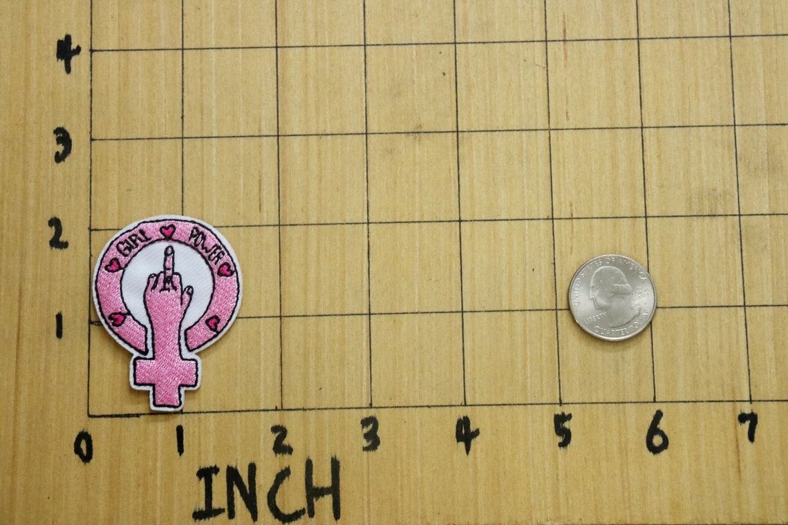 Girl Power Patch, Middle Finger Patch, Pink, Iron on Patch, Embroidered ...
