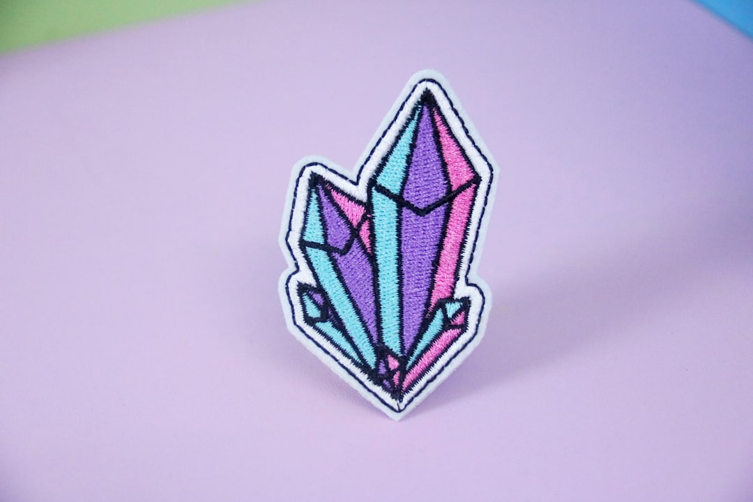 Purple Crystal Patch, Iron on Patch, Embroidered Patch, Applique, Patch ...