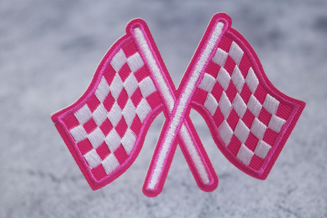 Pink Check Flag Patch, Victory Patch, Iron on Patch, Embroidered Patch ...