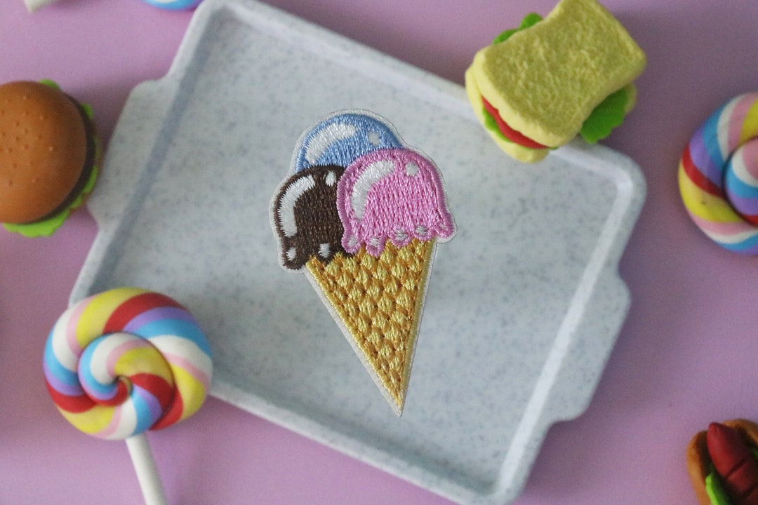 Stick on Ice-cream Patch, Iron on Patch, Embroidered Patch, Applique ...