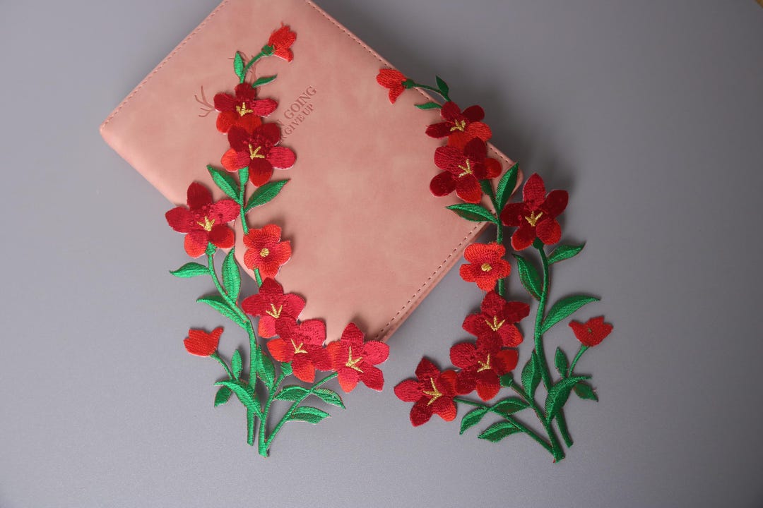 A Pair of Large Red Flowers Patches, Plum Blossom, Iron on Patch ...