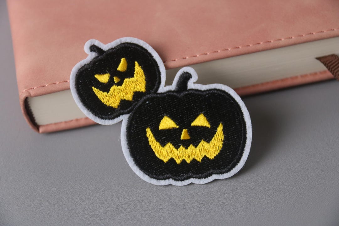 Black Spooky Pumpkin Patch, for Halloween Patch, Iron on Patch ...